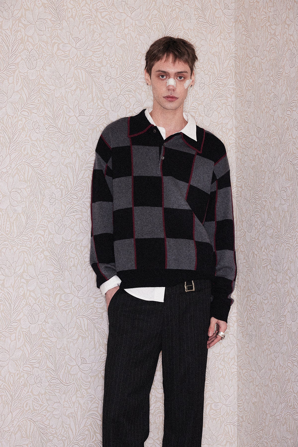 Wool lapel checkered polo shirt – ULTIMUS