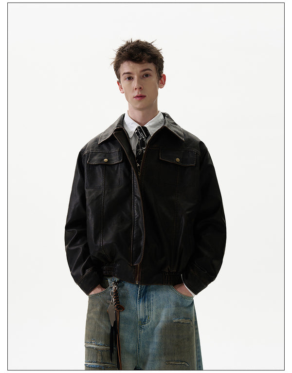 Retro Damaged Leather Jacket – ULTIMUS