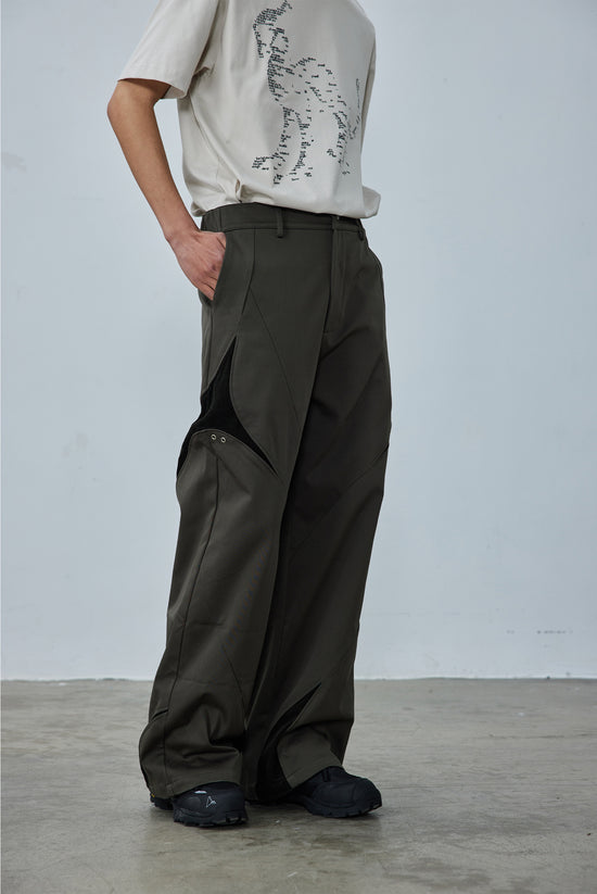 Patchwork structure straight casual pants – ULTIMUS