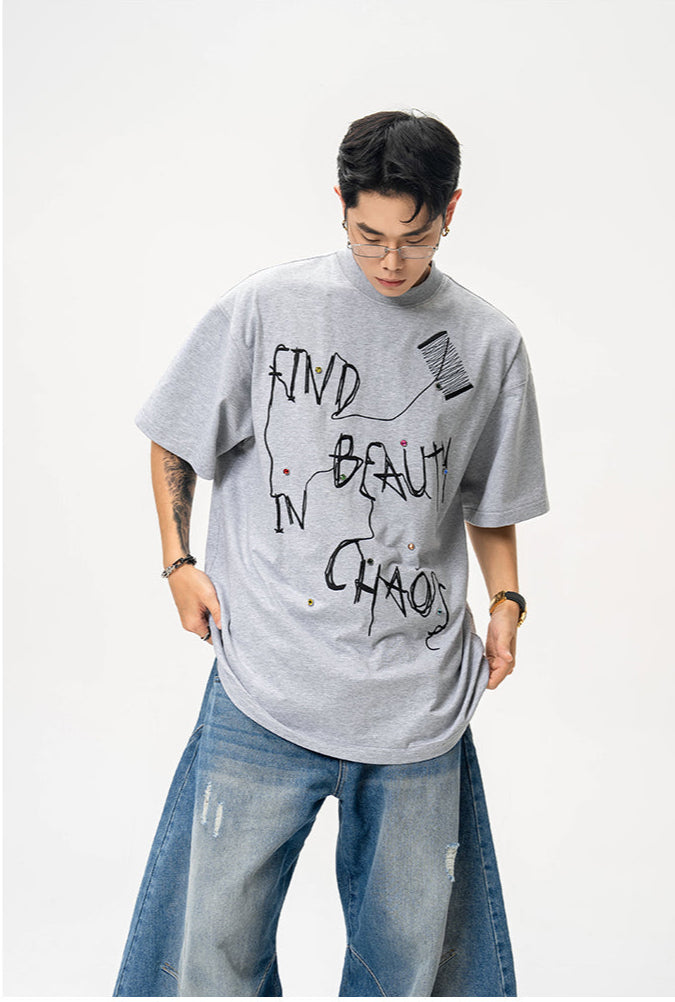 Graffiti Embroidered Loose T-Shirt – ULTIMUS
